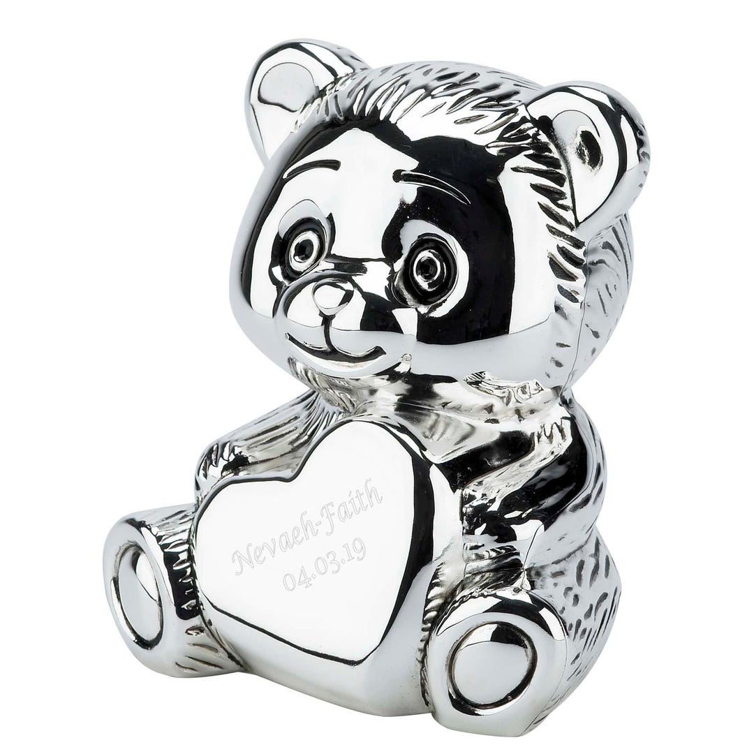 Personalised Engraved Teddy Bear Money Box, 1st Birthday, Birthday Gift ...