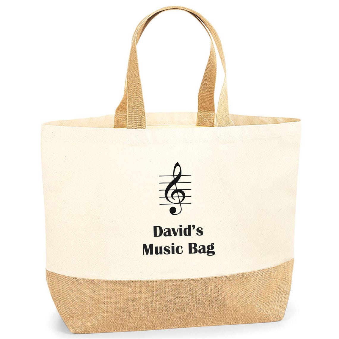 Personalised Heavyweight Music Theme Jute Base Canvas Tote Bags With ...