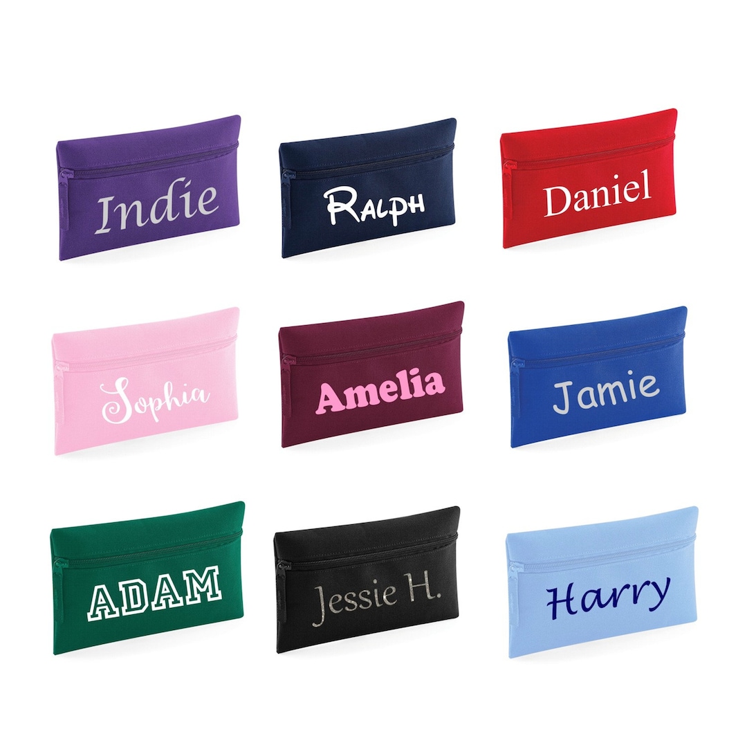 Personalised Pencil Case 5 Colours and Print Colours Back to School ...