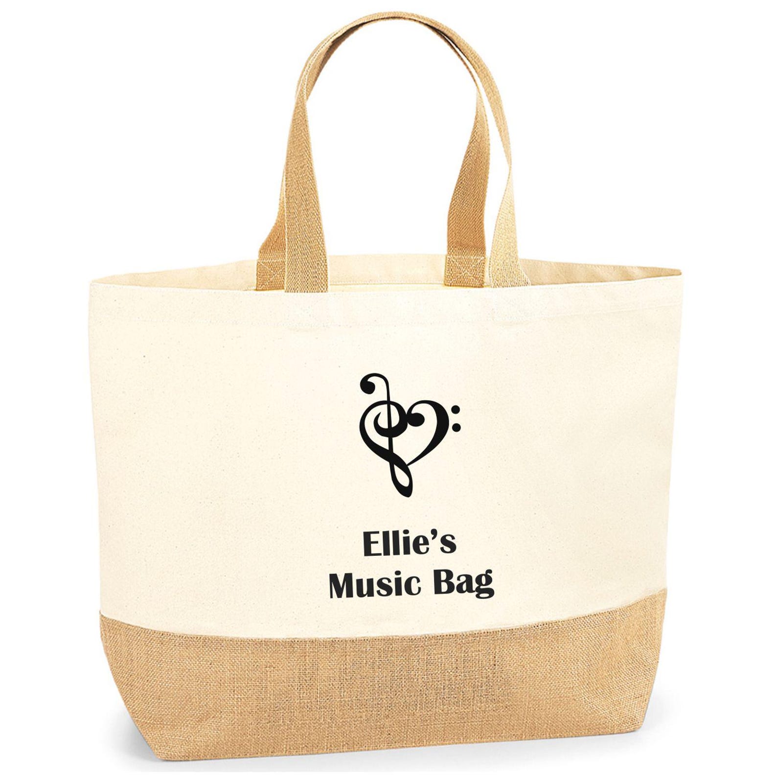 Personalised Heavyweight Music Theme Jute Base Canvas Tote Bags With ...