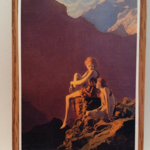 Maxfield Parrish Painting Girl on a Swing Reveries Antique - Etsy