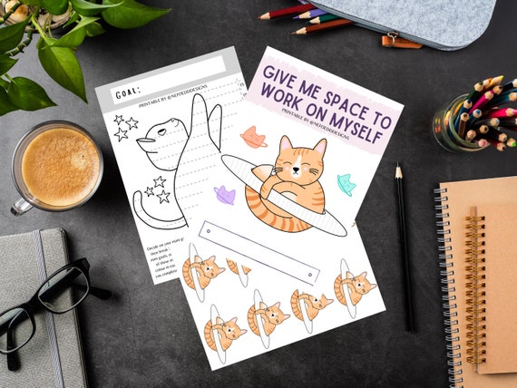 PRINTABLE Cat Themed Visual Goal Tracker Habit Tracking | Etsy