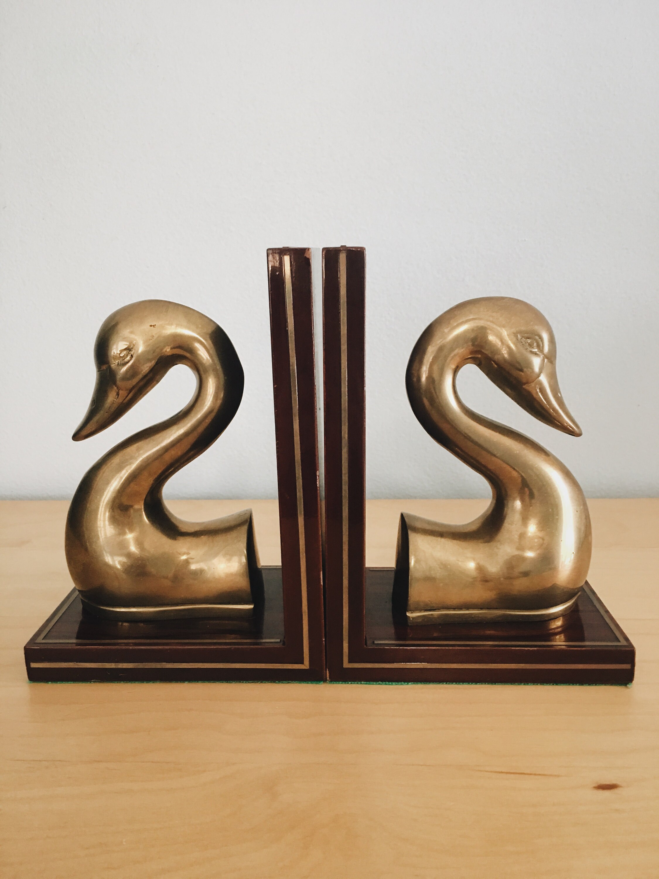 Brass Swan Bookends Wooden Brass Swan Bookends Vintage | Etsy Brass Swan Bookends Wooden Brass Swan Bookends Vintage | Etsy