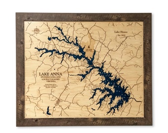 Contour Lake Map | Etsy