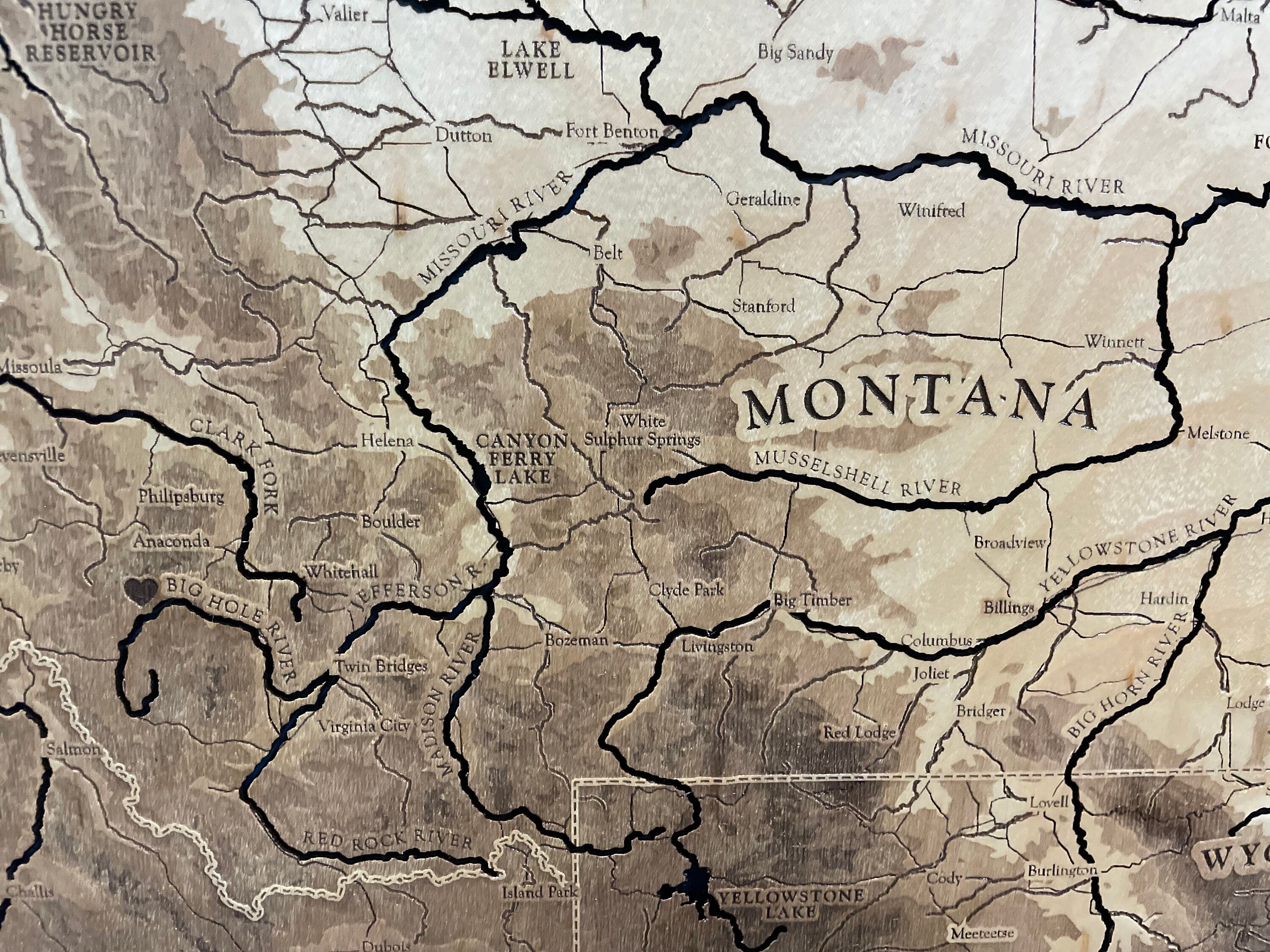 Montana River Systems Map Montana Map Terrain Map Custom - Etsy