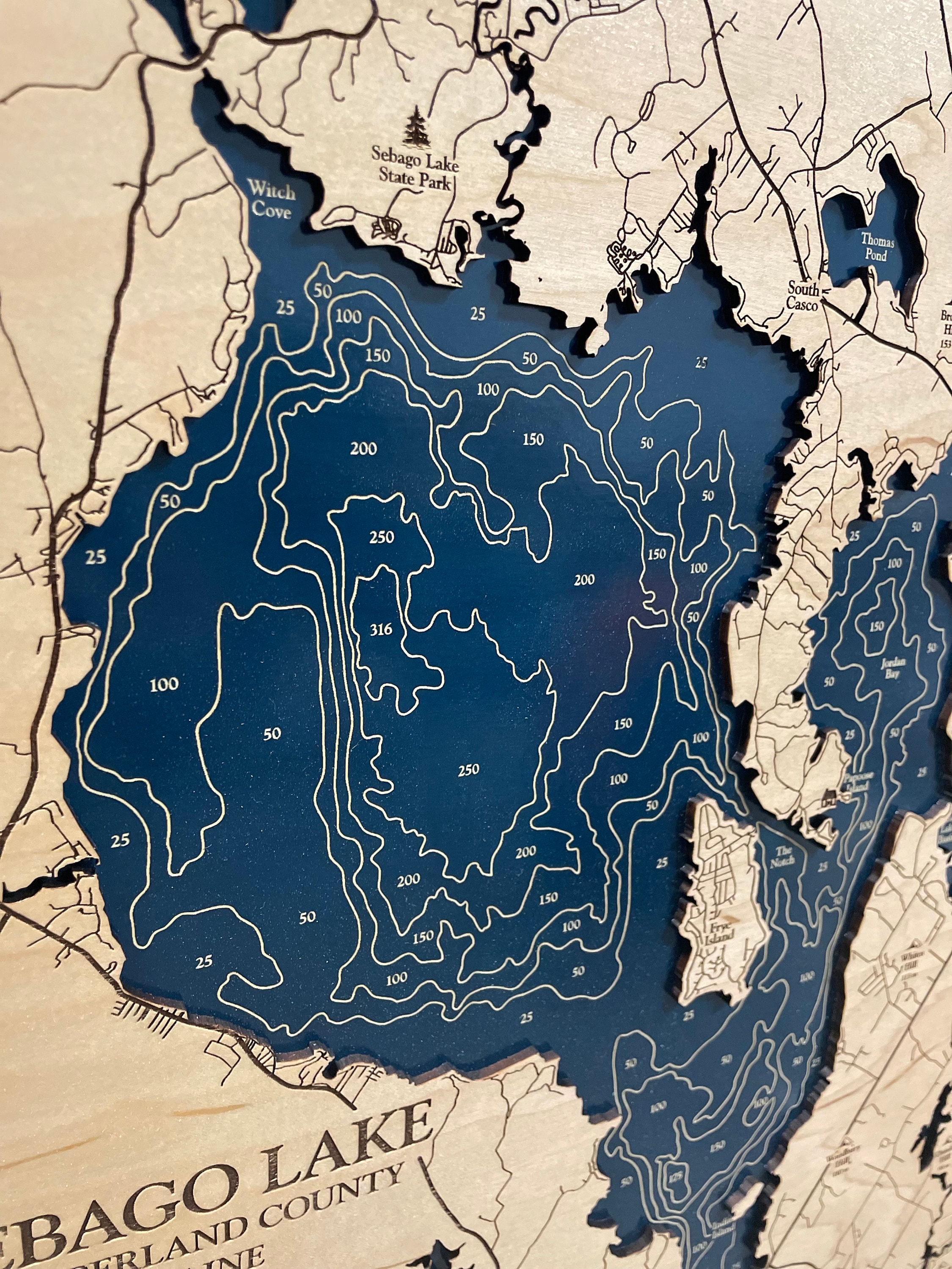 Sebago Lake Map Maine Map Custom Wood Map Contour Map Lake - Etsy Australia