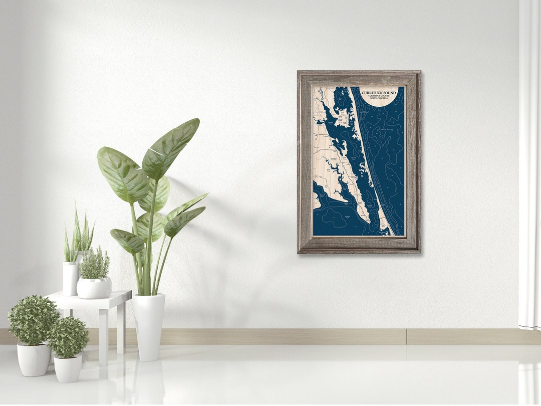 Currituck Sound Map, NC Map, Custom Wood Map, Wood Sign, Beach Sign ...