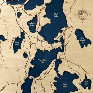 Pike Chain of Lakes Map, Custom Wood Map, 3D Wall Art, Contour Map ...