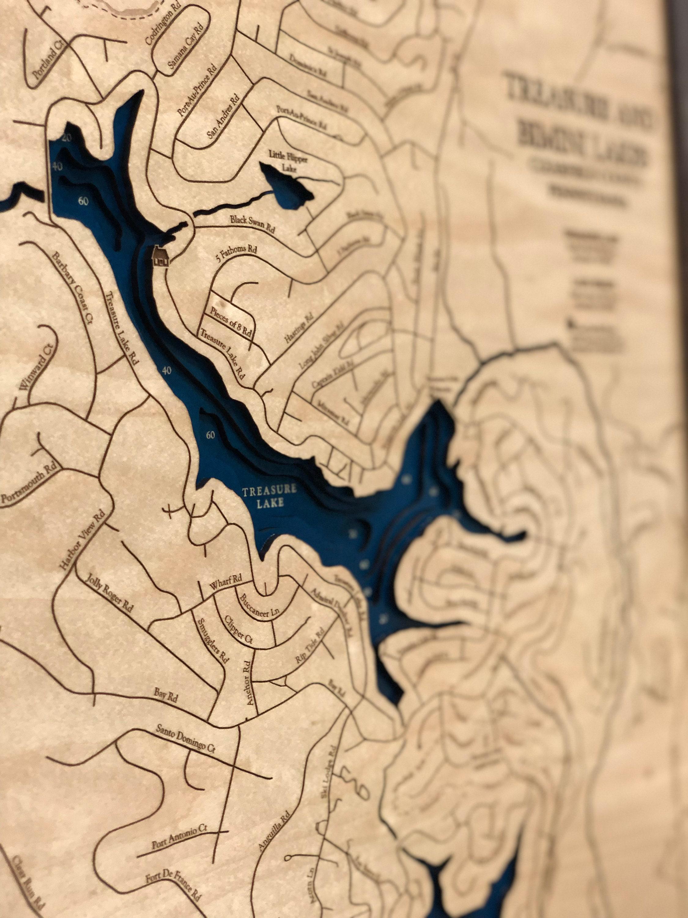 Treasure Lake Map, Lake Bimini Map, 3D Lake Map, Custom Lake Map ...