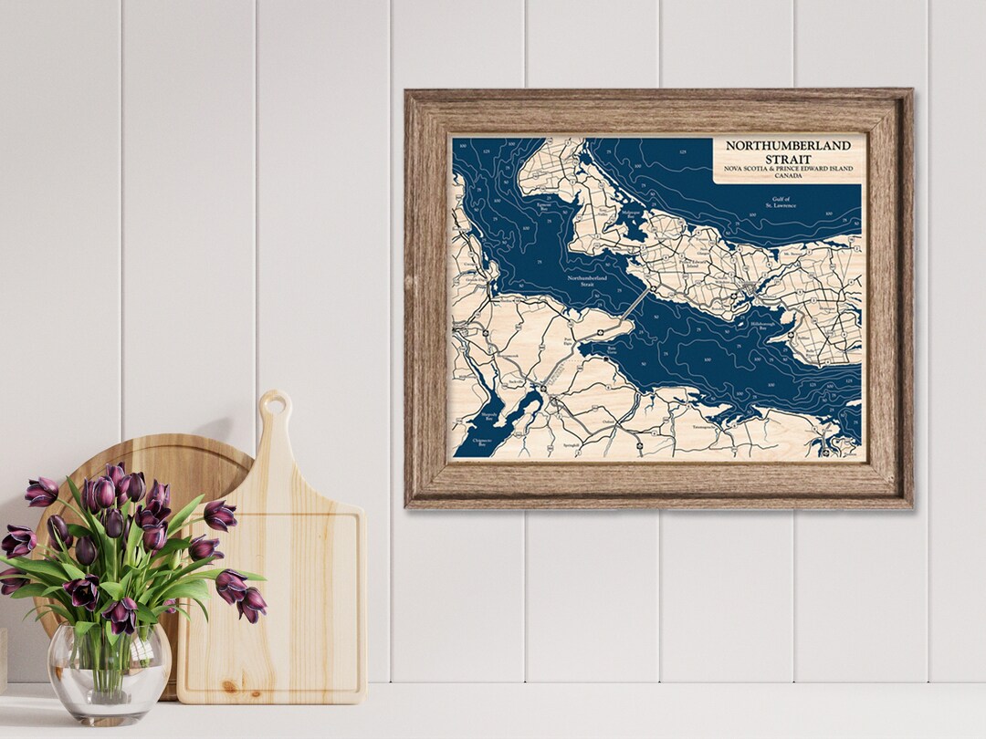 Northumberland Strait Map, Prince Edward Island, Custom Lake Map, Wood ...