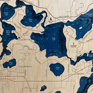 Eagle River Chain Map, Wood Lake Map, Custom Lake Map, Custom Lake Sign ...