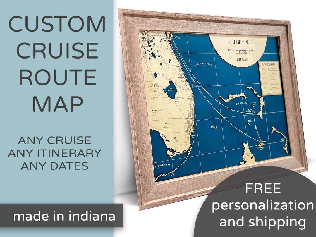 Custom Wood Cruise Map, Cruise Itinerary, Cruise Route Map, Cruise Gift ...