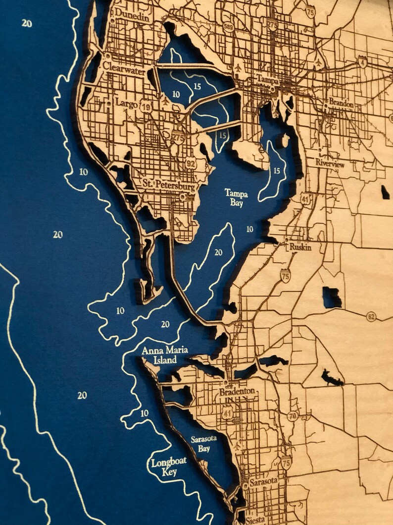 Southwest Florida Map Tampa Bay Custom Wood Map Naples - Etsy