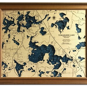 Tomahawk Lake - Custom Wood Map - Art - 3D Wall Art - Contour Map ...