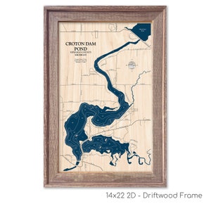 Croton Dam Pond - Custom Wood Map - Art - 3D Wall Art - Contour Map ...