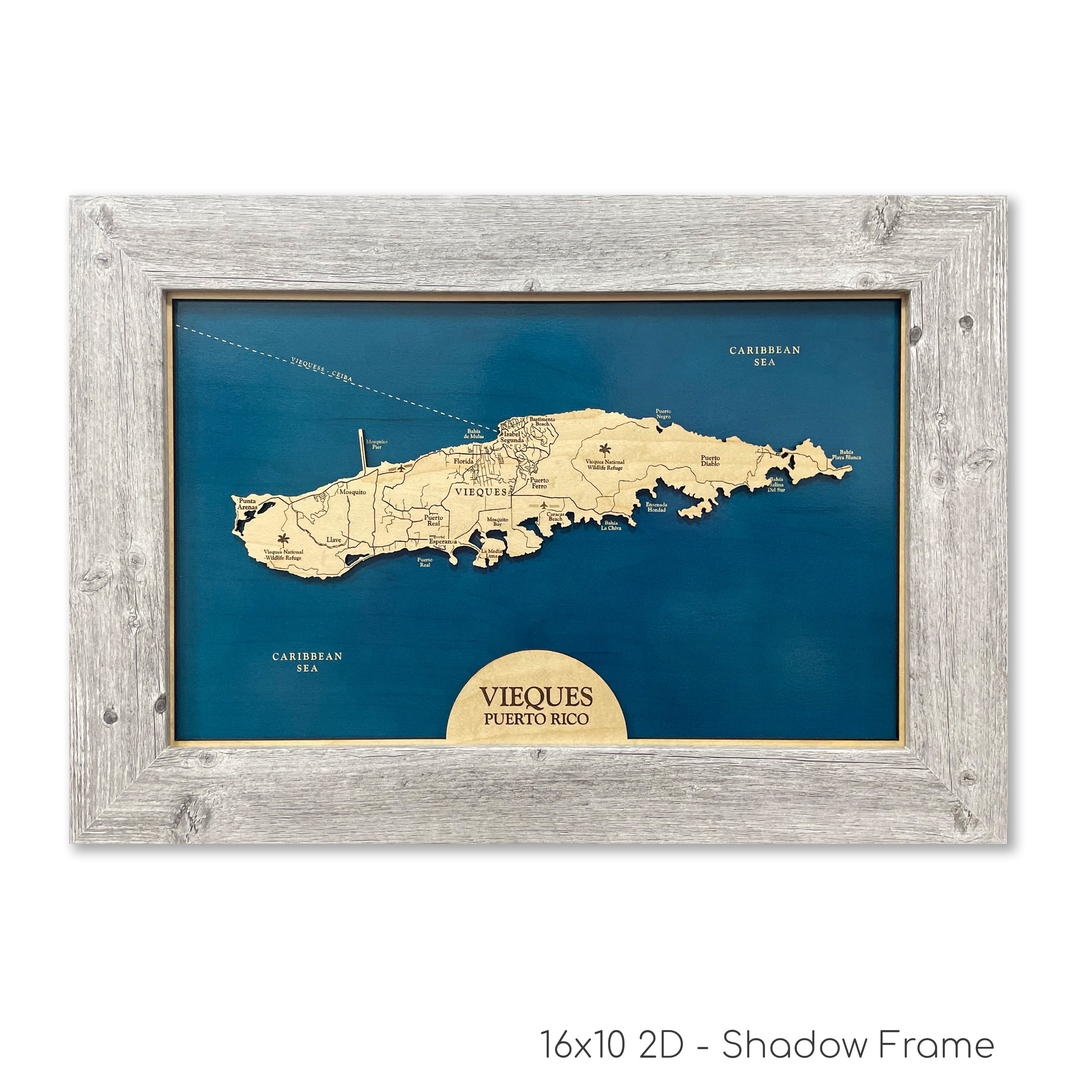 Vieques Puerto Rico Map Vieques Map Honeymoon Gift Wood - Etsy