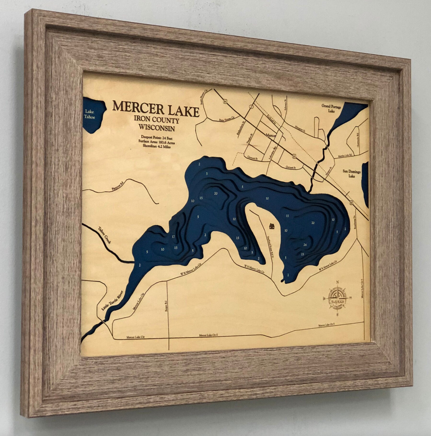 Mercer Lake Map Lake Sign 3D Wood Map 3D Lake Map Wood | Etsy