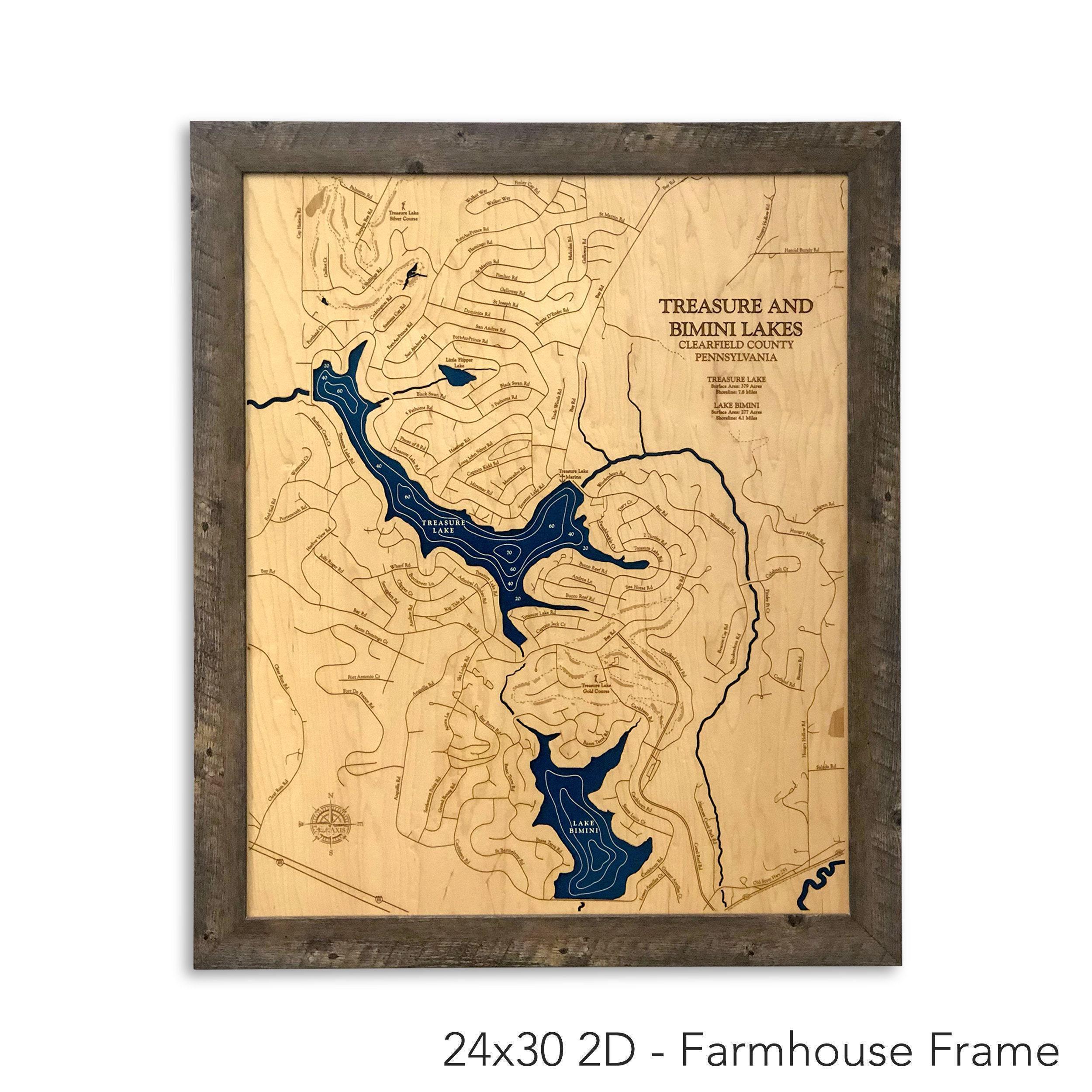 Treasure Lake Map, Lake Bimini Map, 3D Lake Map, Custom Lake Map ...