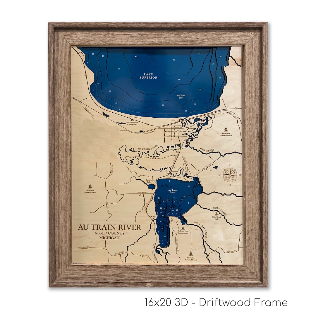 Au Train River Map, Au Train Lake Map, Wood Lake Map, Wood Lake Sign ...