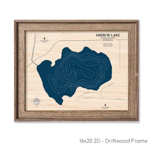 Mirror Lake Map, Custom Lake Map, Wood Lake Map, 3D Wall Art, Contour ...