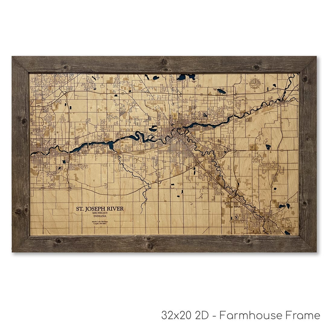 St. Joe River Map, Custom Wood Map, 3D Wall Art, Contour Map Lake House ...