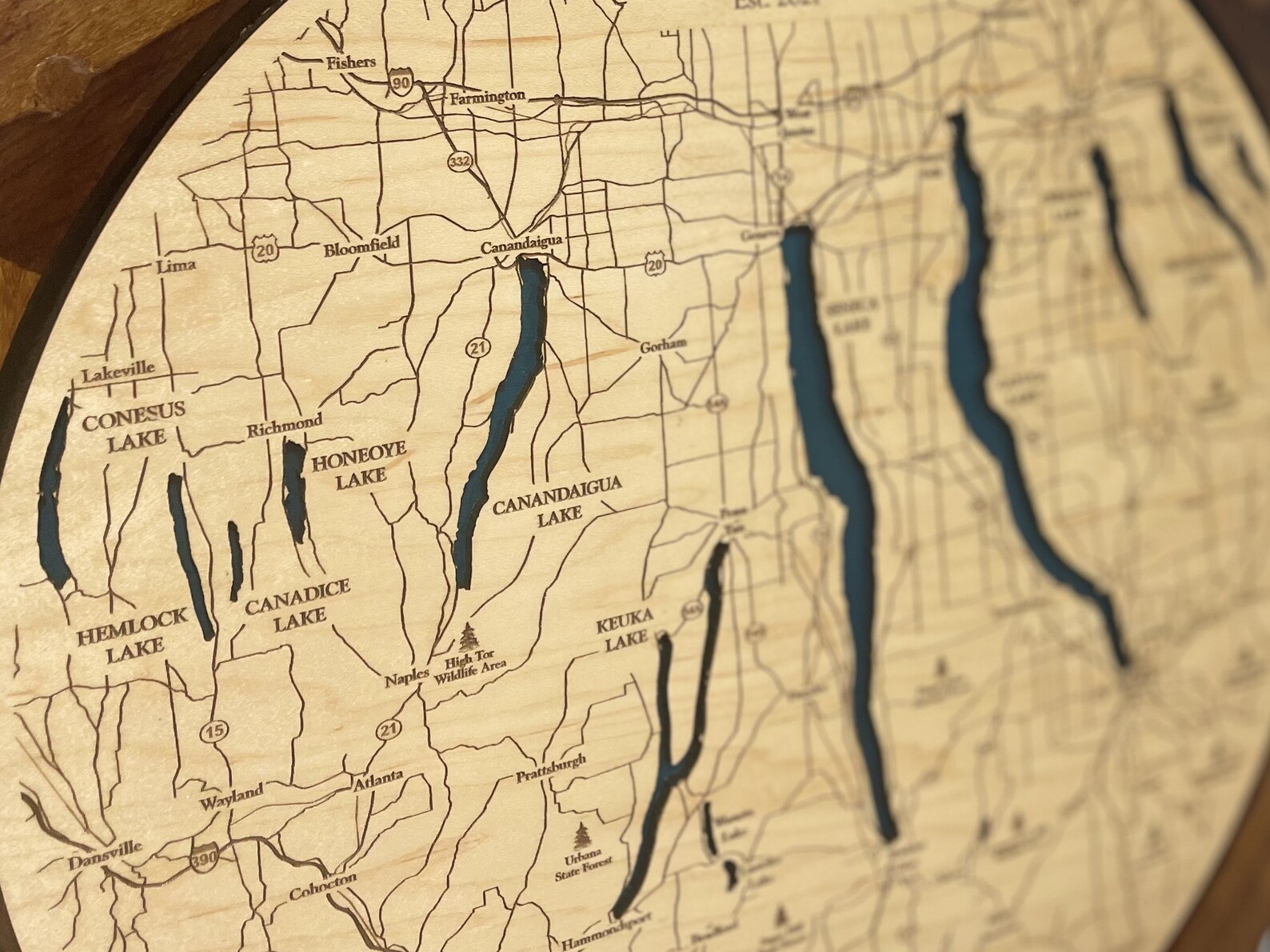 Finger Lakes Map Custom Wood Map Seneca Lake Custom Lake | Etsy