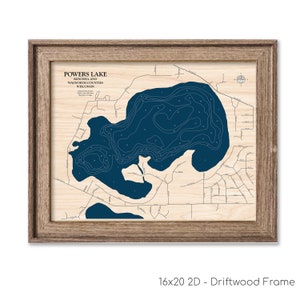 Powers Lake Map, Wood Lake Map, Custom Lake Map, Custom Lake Sign ...