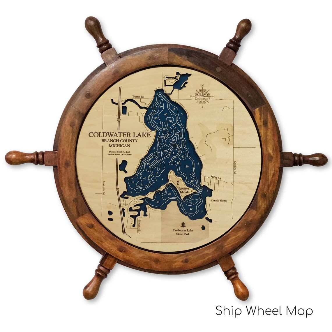 Coldwater Lake Map Custom Wood Map Custom Lake Art 3D Wall - Etsy