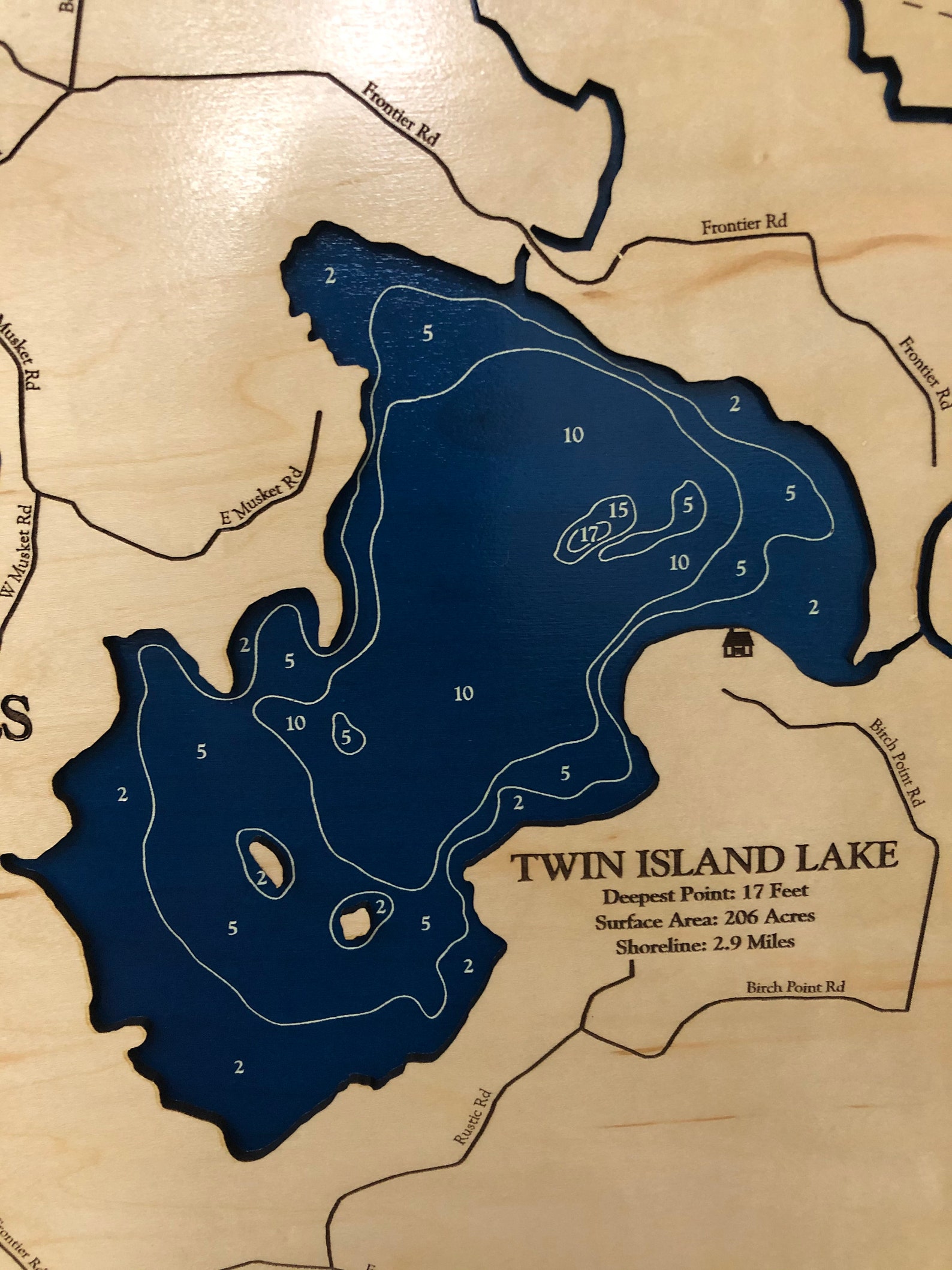 Twin Island Lake Presque Isle Lake Custom Wood Map Lake - Etsy