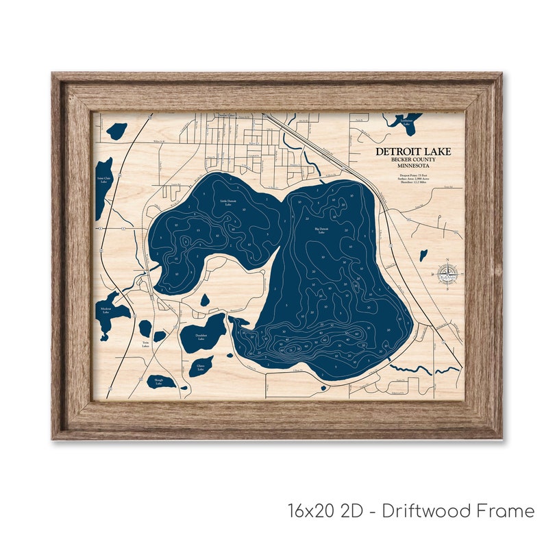 Detroit Lake Custom Wood Map Art 3D Wall Art Contour - Etsy