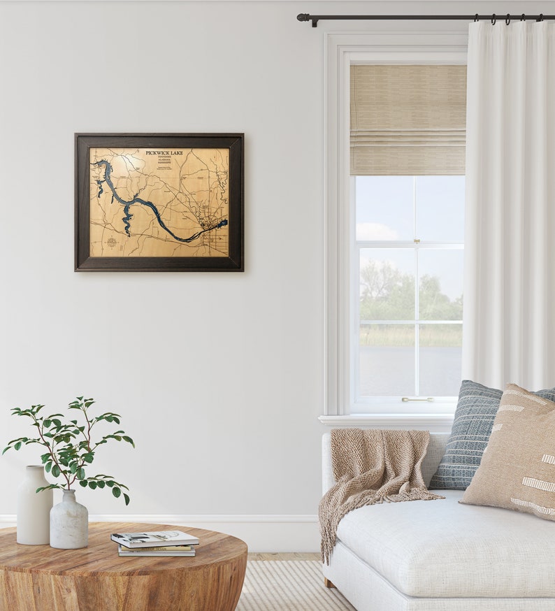 Pickwick Lake Custom Wood Map Lake Map 3D Wall Art Contour - Etsy