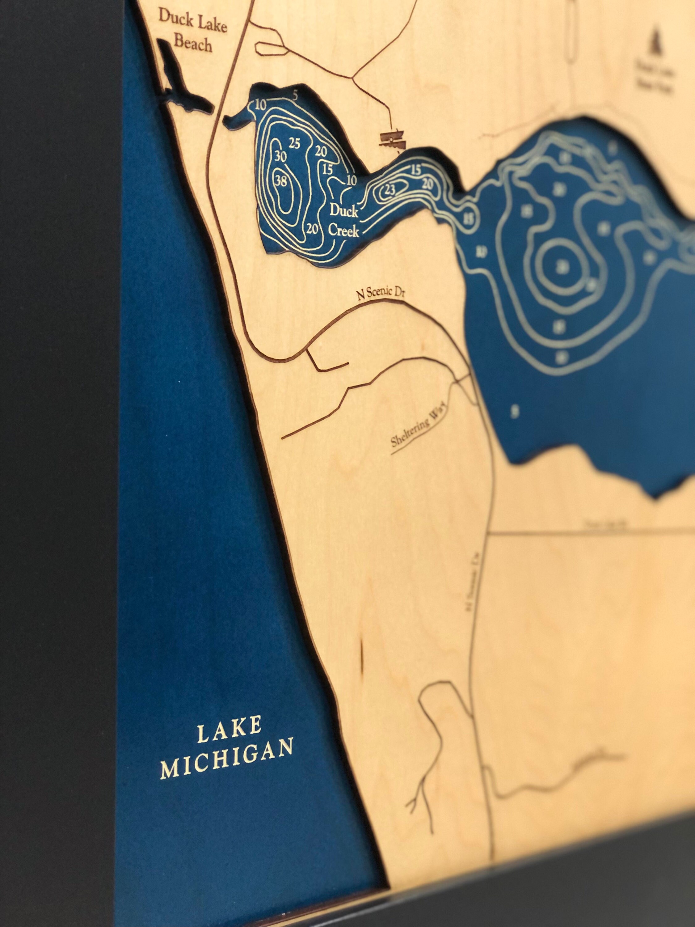 Duck Lake Custom Wood Map Duck Lake Map Custom Lake Sign | Etsy