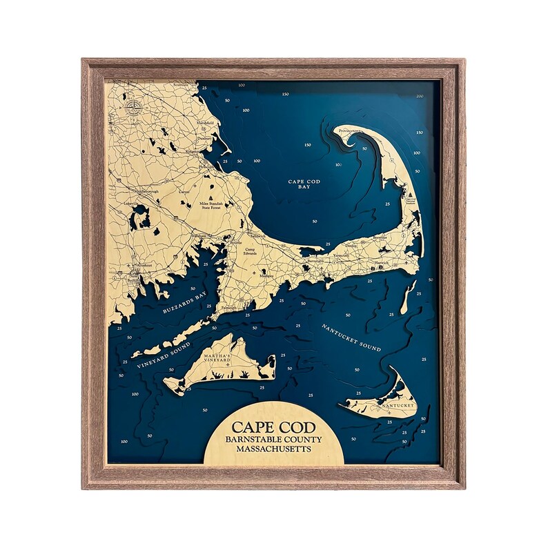 Cape Cod Map, Cape Cod 3D Map, Cape Cod Wood Map, 3D Wood Map, Nautical ...