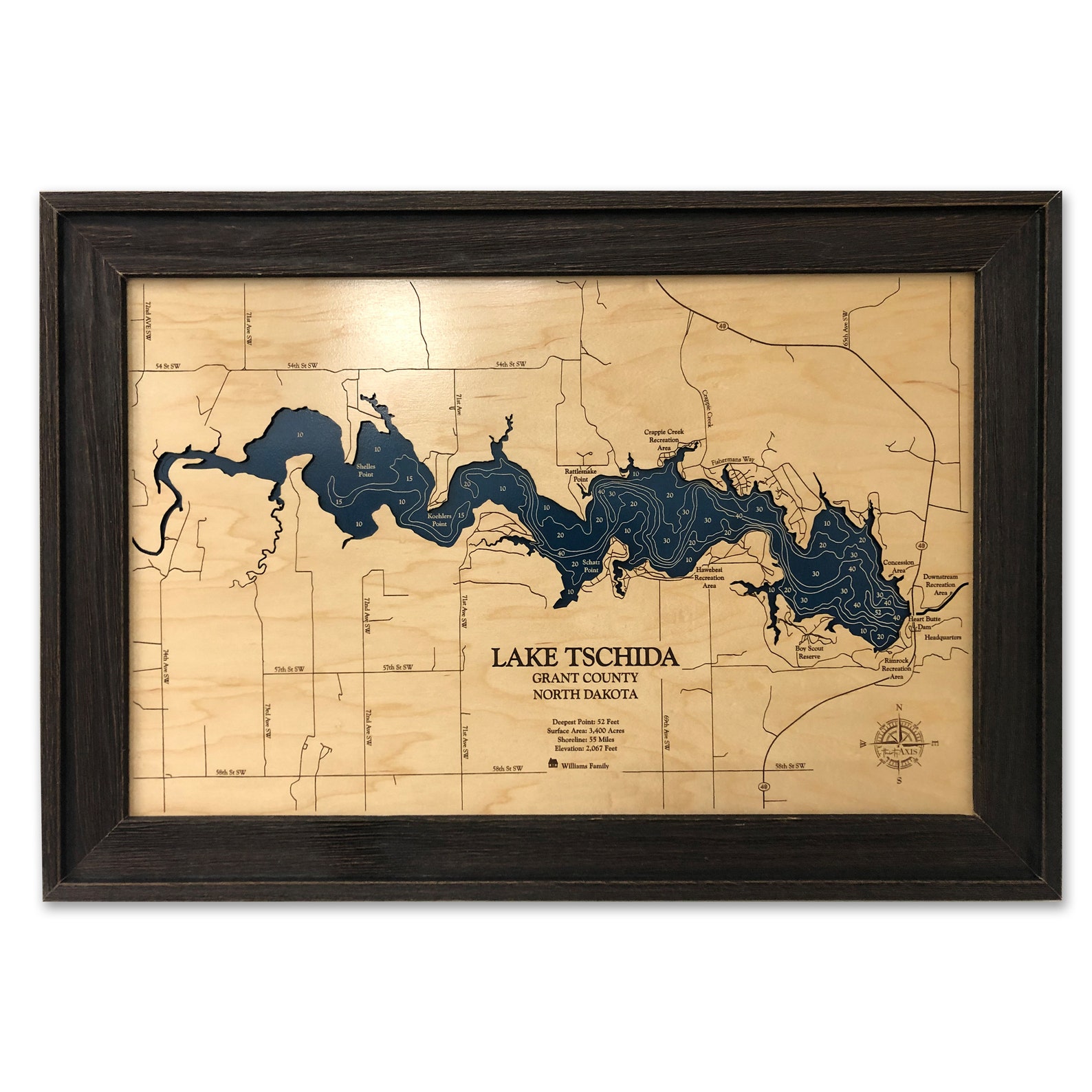 Lake Tschida Map Lake Art Custom Wood Map 3D Wall Art - Etsy