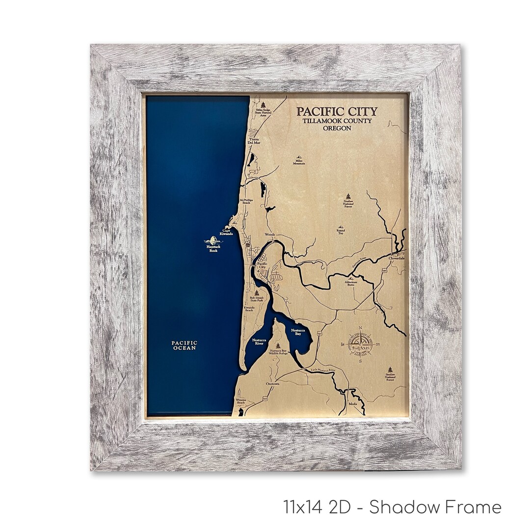 Pacific City Map, Custom Island Sign, Oregon Map, Haystack Rock, Map ...