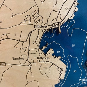Killybegs Map, Ireland Map, Custom Wood Map, 3D Wood Map, Custom Coast ...