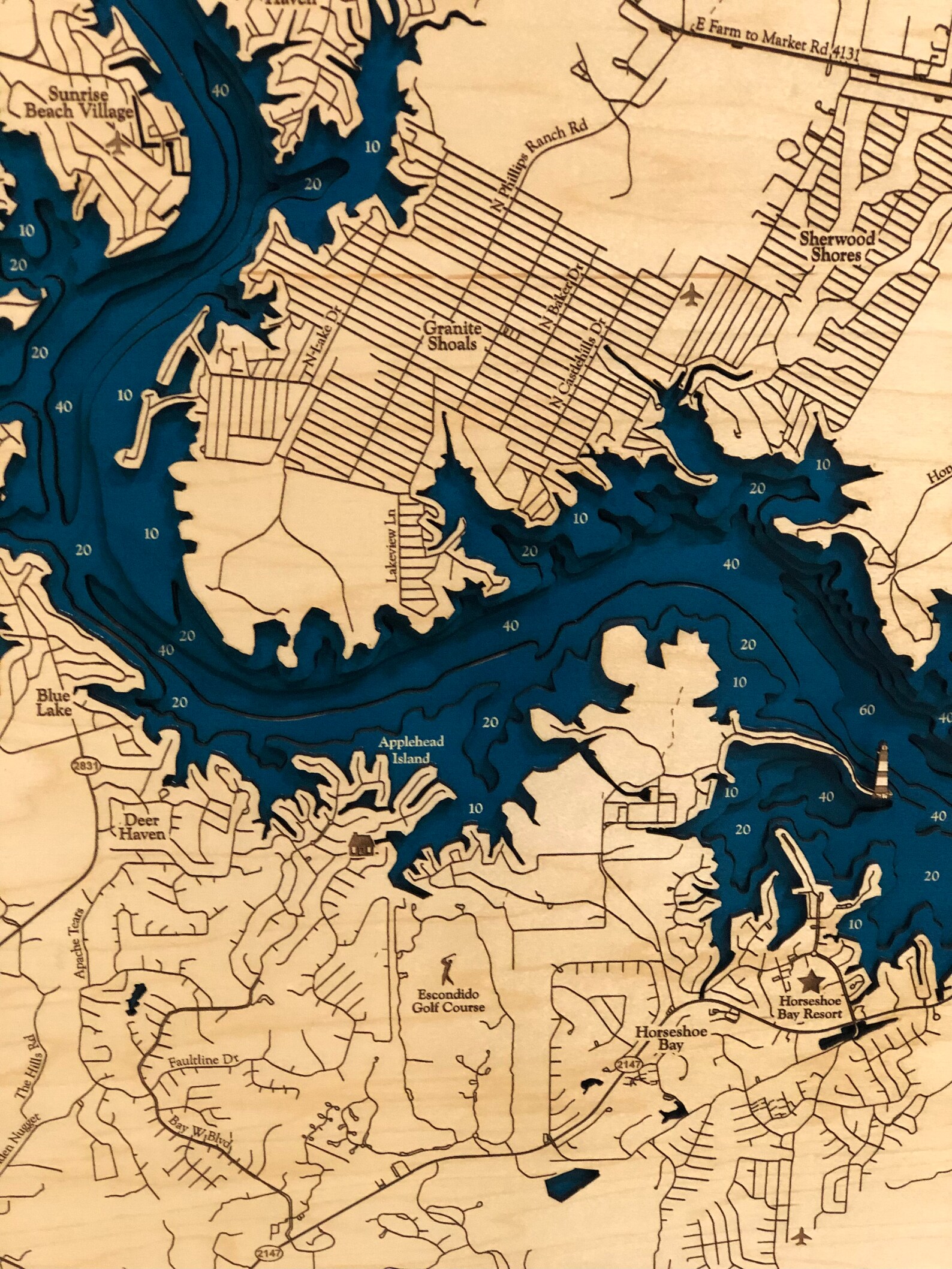 Lake Lyndon B. Johnson Map Lake LBJ Map Custom Lake Sign 3D | Etsy