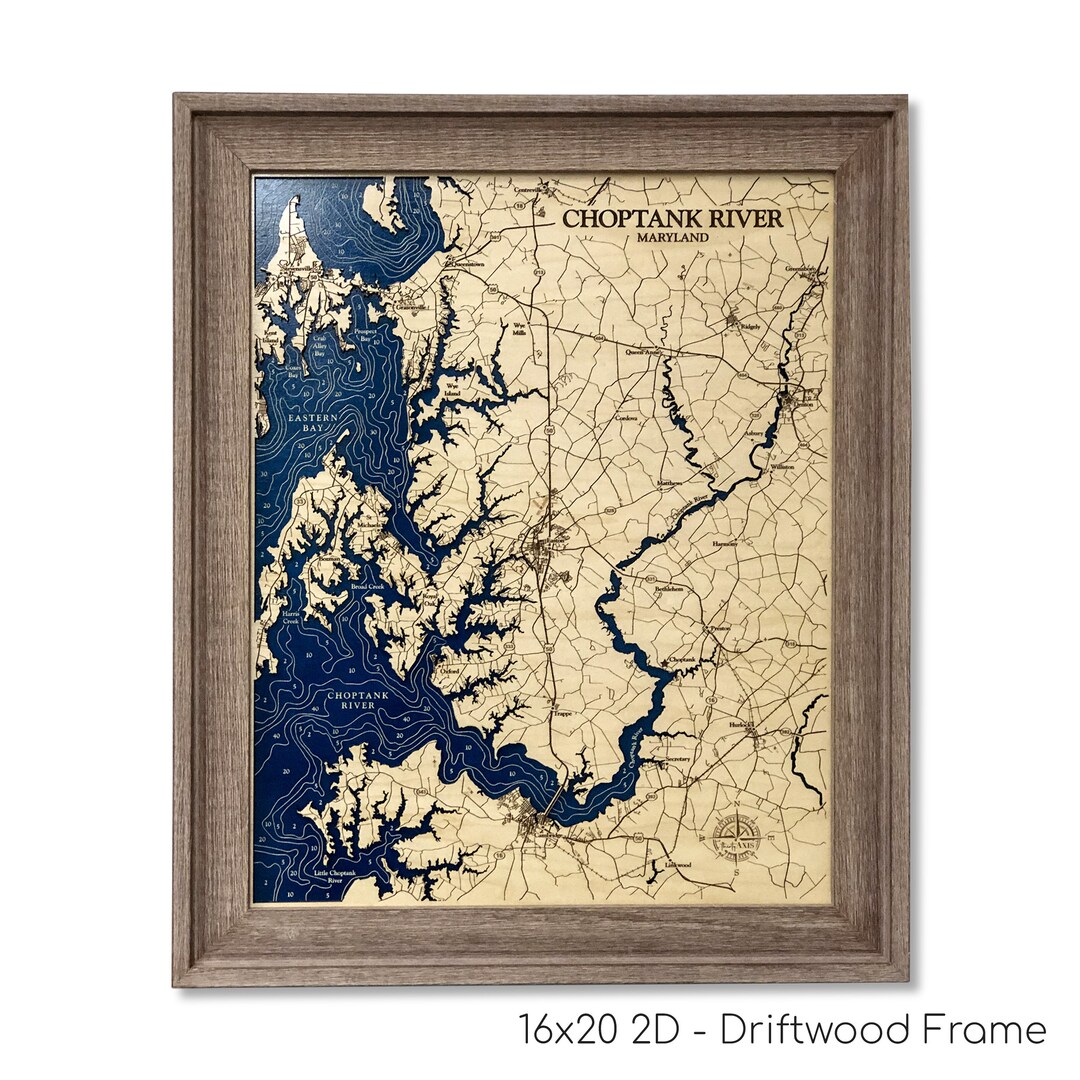 Choptank River Map, Custom Wood Map, Custom Lake Art, 3D Wall Art ...