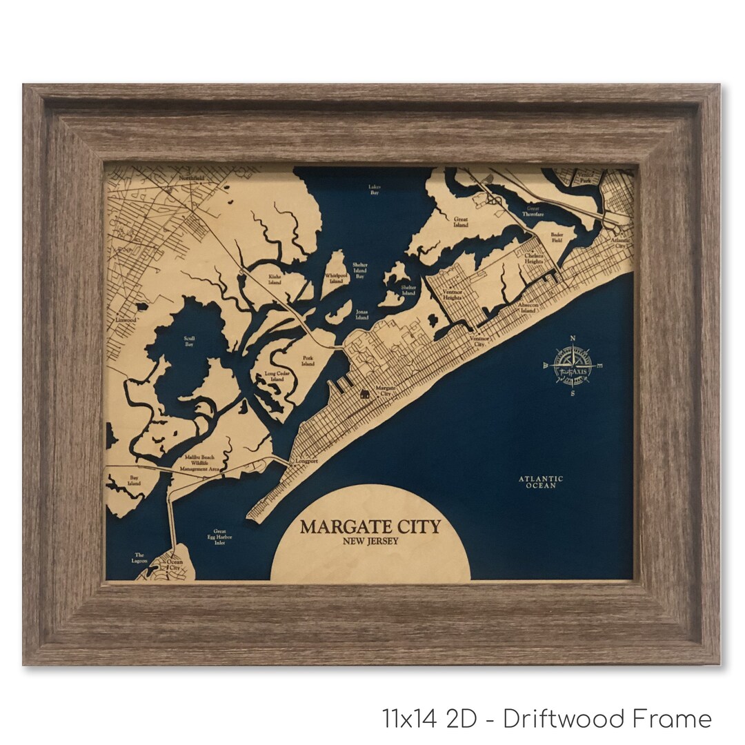 Margate City New Jersey Map, Custom Island Sign, New Jersey Map, Beach ...