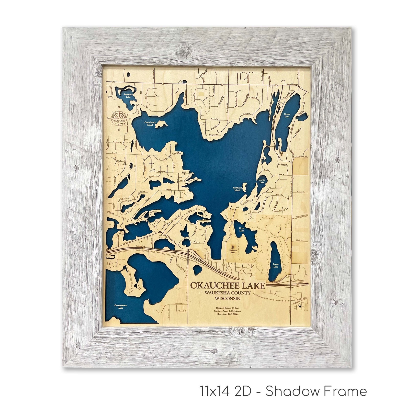 Okauchee Map Custom Wood Map 3D Wall Art Contour Map Lake - Etsy