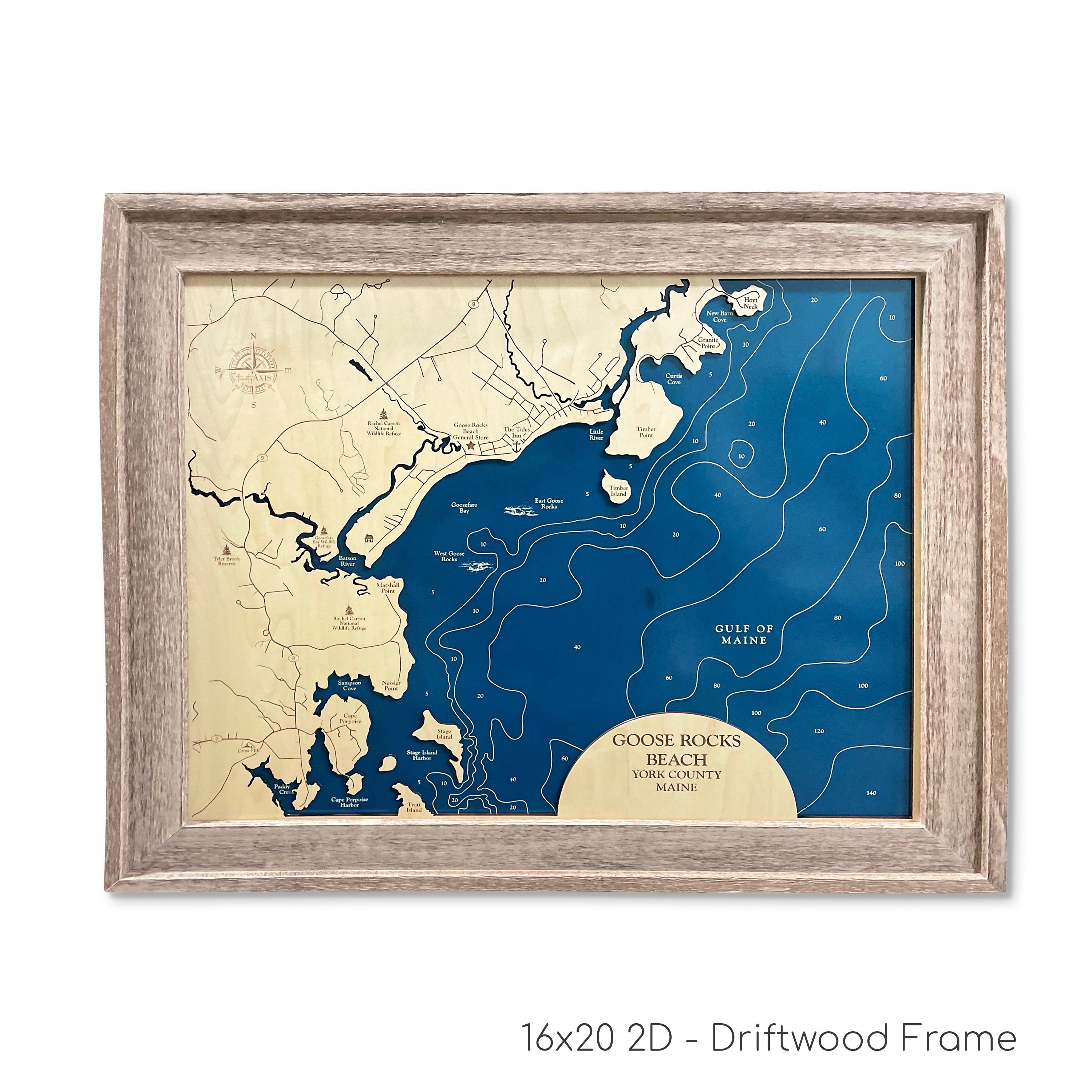 Goose Rocks Beach Map Maine Map Custom Wood Map 3D Wood - Etsy