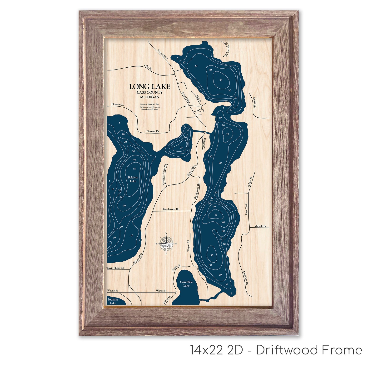 Long Lake Map Wood Lake Map Custom Lake Map Custom Lake - Etsy