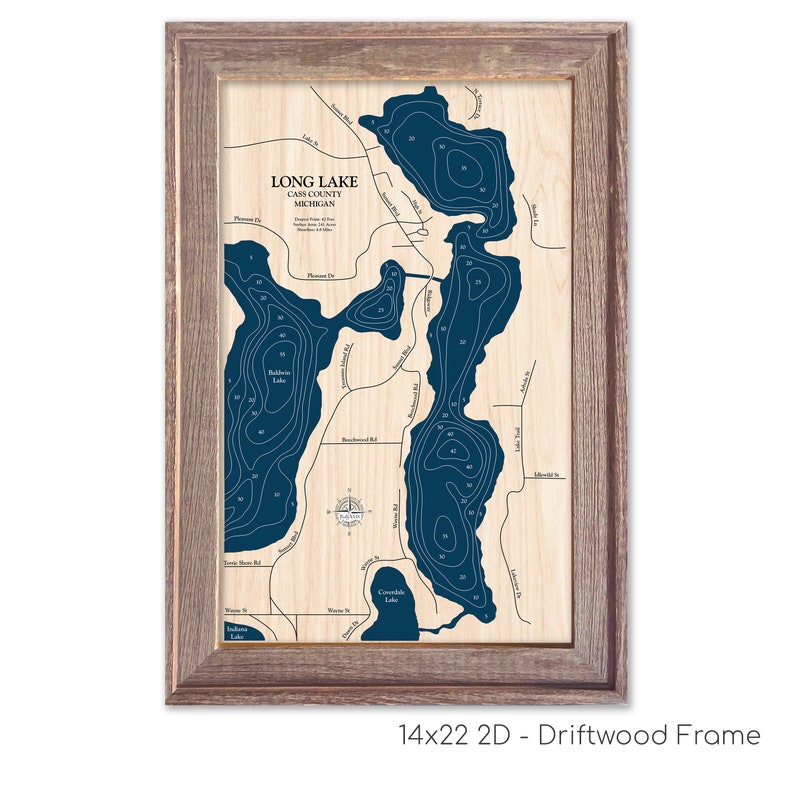 Long Lake Map Wood Lake Map Custom Lake Map Custom Lake - Etsy