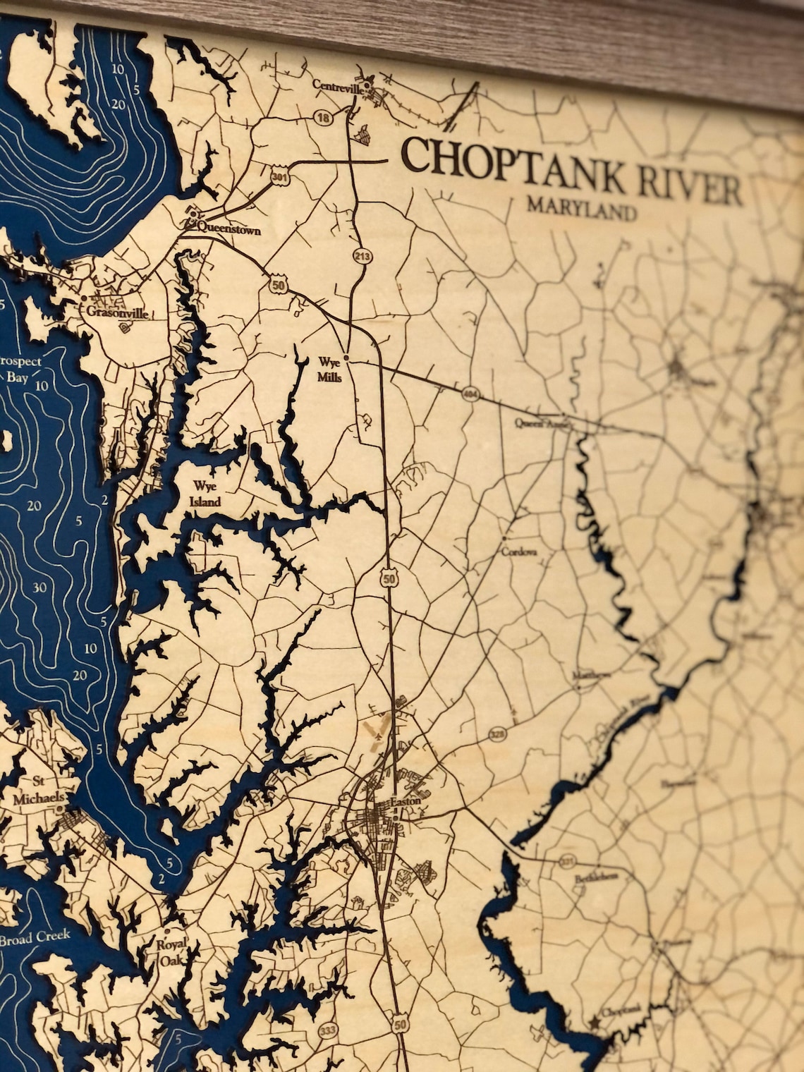 Choptank River Map Custom Wood Map Custom Lake Art 3D Wall - Etsy Hong Kong