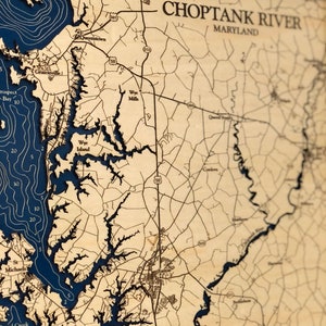 Choptank River Map, Custom Wood Map, Custom Lake Art, 3D Wall Art ...