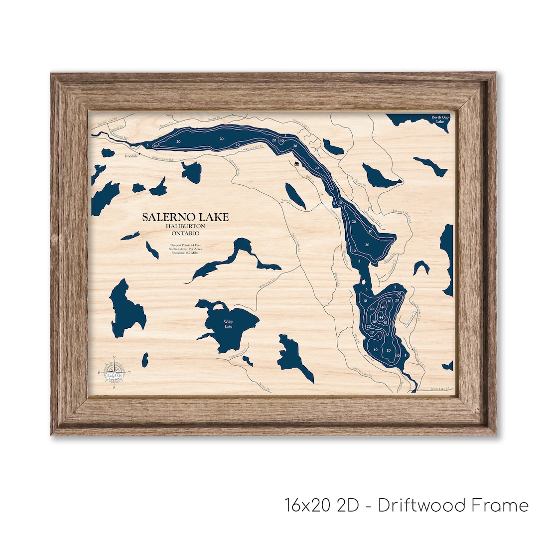 Salerno Lake Map Wood Lake Map Custom Lake Map Custom Lake - Etsy
