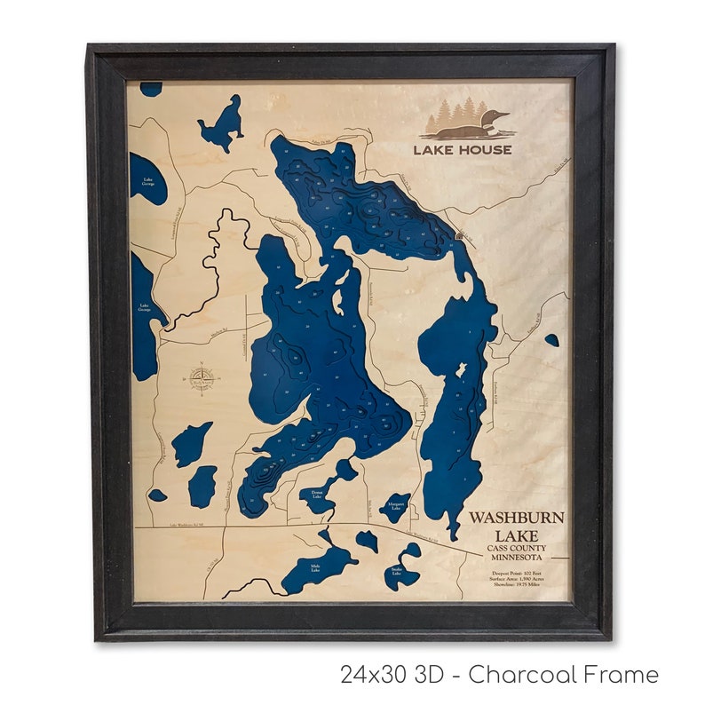 Washburn Lake Map Washburn Lake Wood Lake Map Wood Lake - Etsy