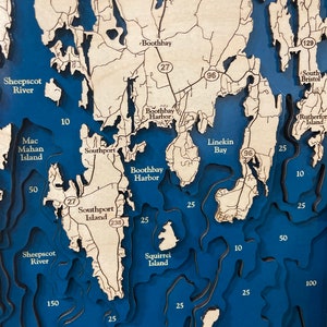 Five Islands Map, Casco Bay Map, Maine Map, Main Coastline Map, Custom ...