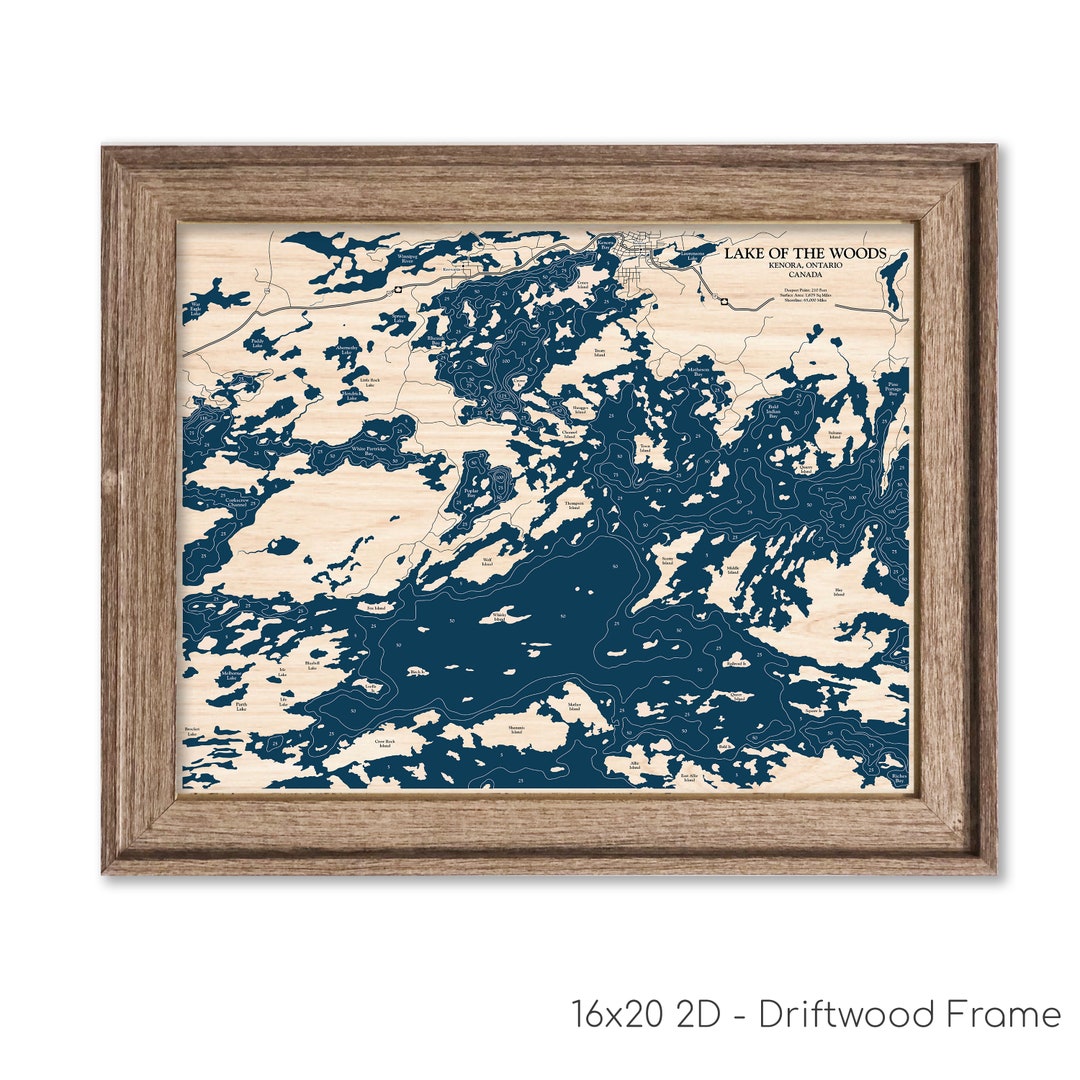 Lake of the Woods Map, Custom Lake Map, Wood Lake Map, 3D Wall Art ...