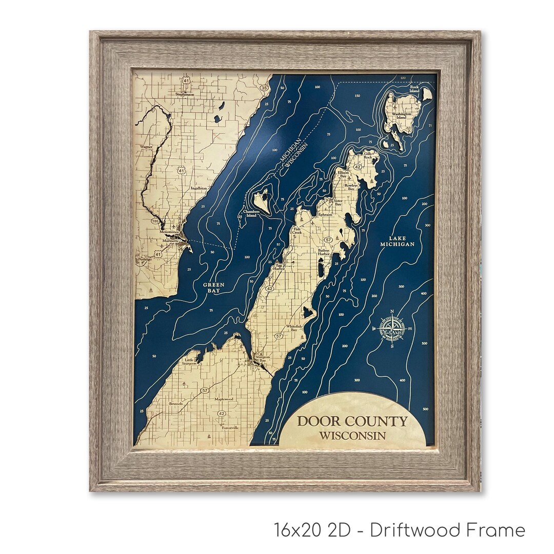 Door County Map, Door County Wisconsin, Wisconsin Map, Wood Lake Map ...
